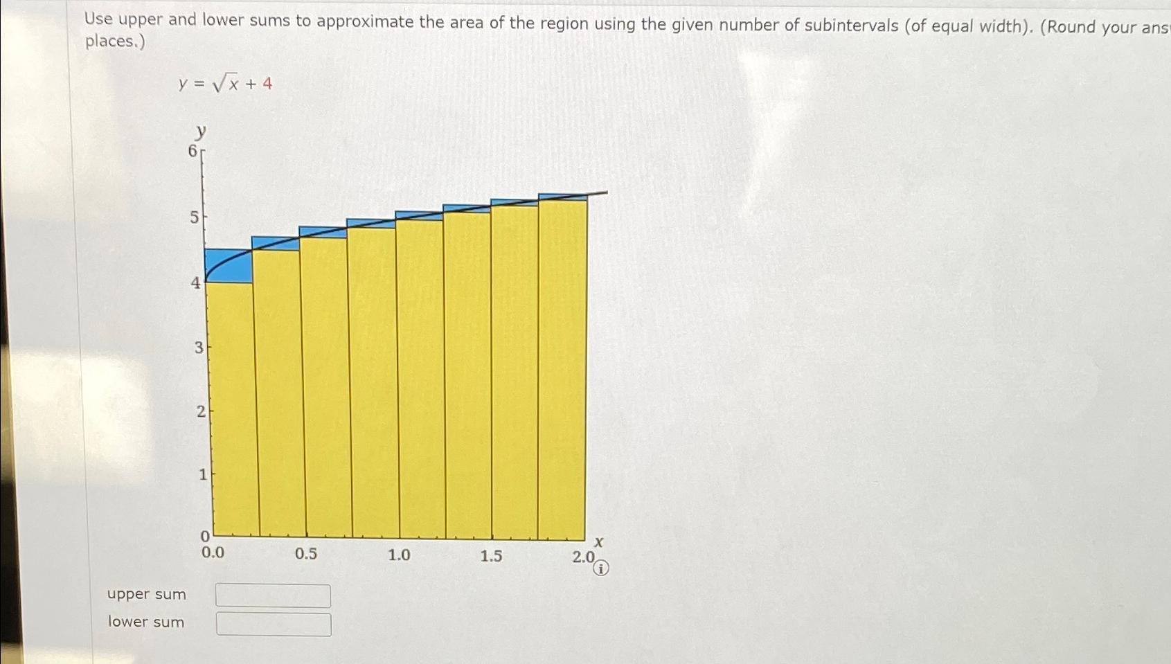 Solved Use upper and lower sums to approximate the area of | Chegg.com