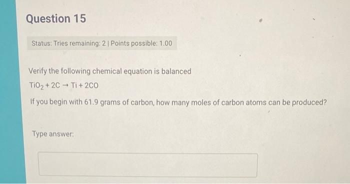 Solved Question 13 Status: Tries remaining: 2 | Points | Chegg.com
