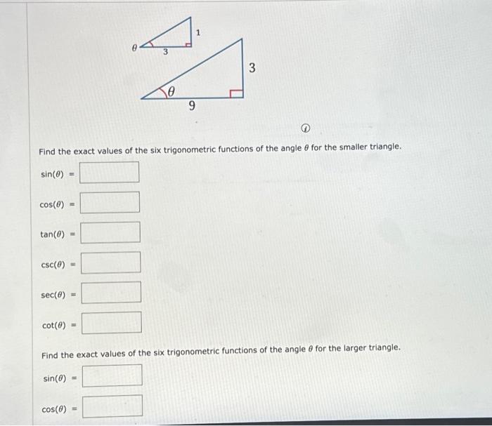 Solved Find the exact values of the six trigonometric | Chegg.com