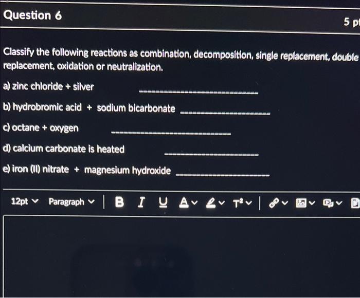 Solved Classify the following reactions as combination, | Chegg.com