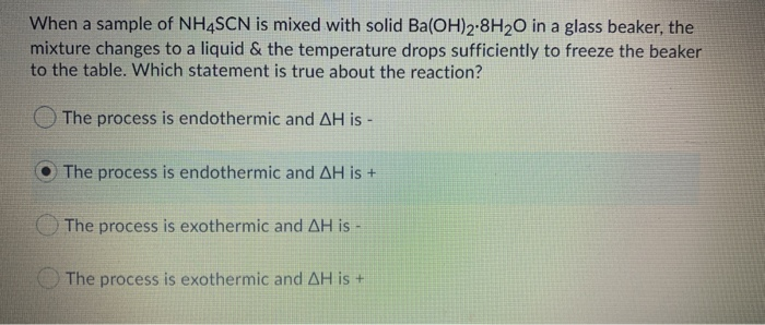 Solved When a sample of NH4SCN is mixed with solid | Chegg.com
