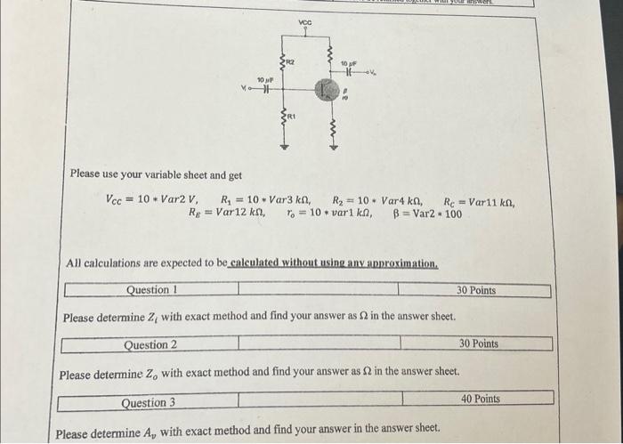 Please use your variable sheet and get VCC=10∗Var2 | Chegg.com