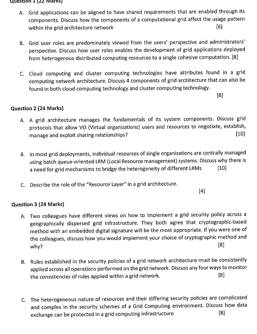 Solved A. ﻿Grid applications can be aligned to have shared | Chegg.com