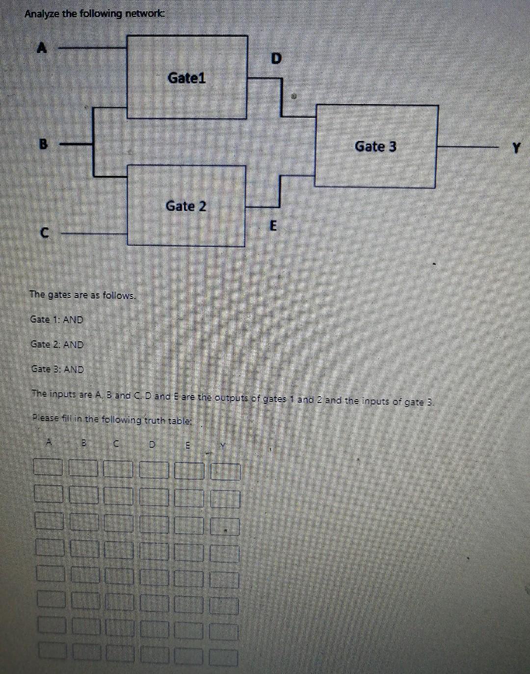 Solved Analyze the following network A Gate1 Gate 3 Y Gate 2 | Chegg.com