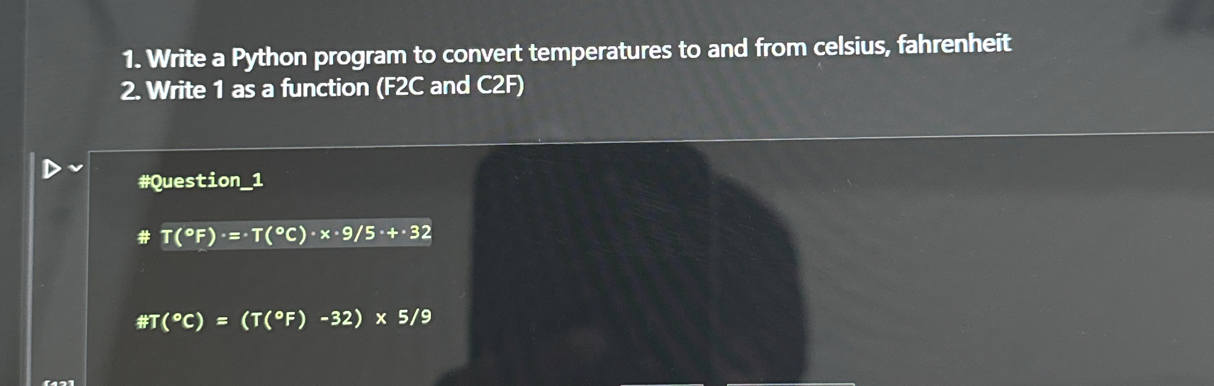 Solved Write a python program to convert temperatures to and | Chegg.com