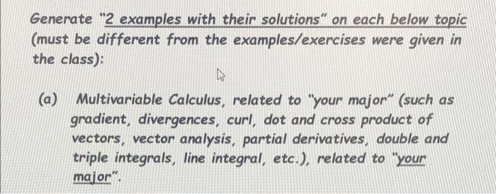 Solved Generate "2 examples with their solutions" on each | Chegg.com