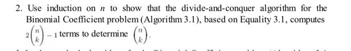 Solved 2. Use induction on n to show that the | Chegg.com