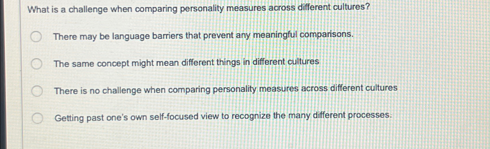 What is a challenge when comparing personality | Chegg.com