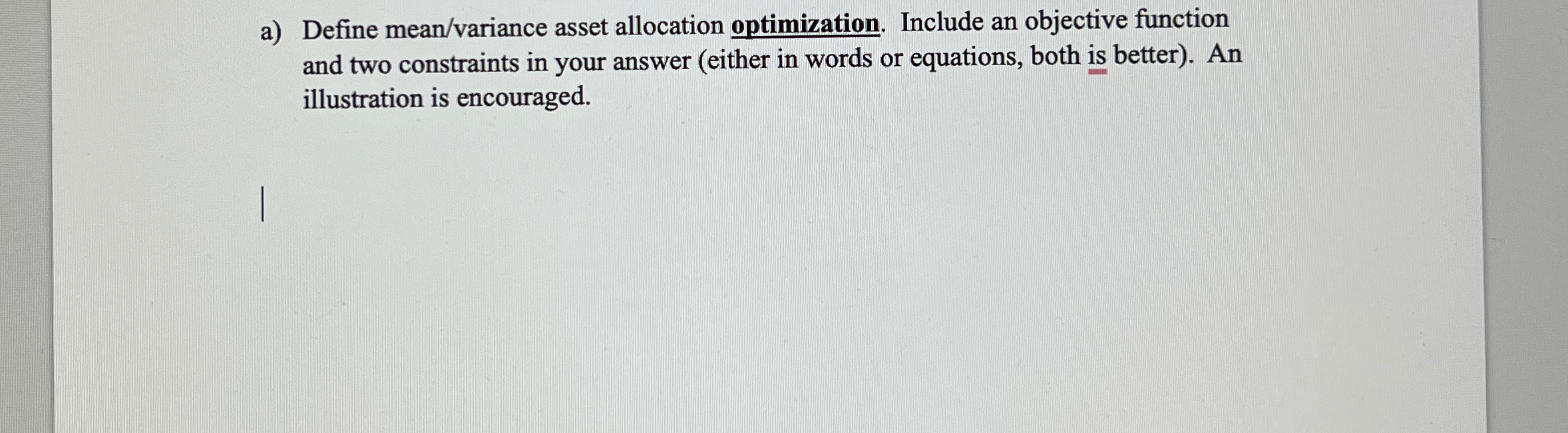 Solved A ﻿define Mean Variance Asset Allocation