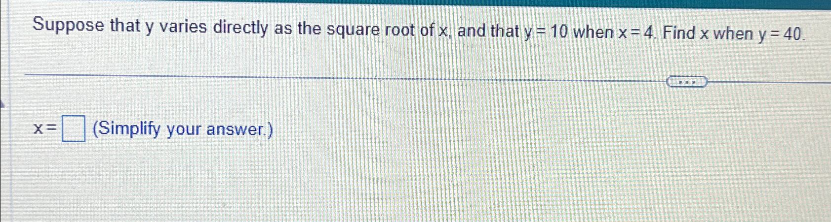 Solved Suppose that y ﻿varies directly as the square root of | Chegg.com