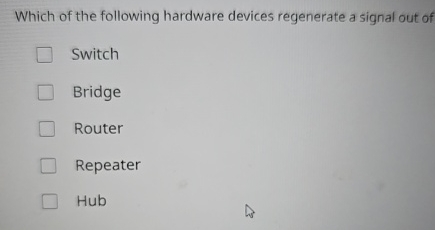 Solved Which of the following hardware devices regenerate a | Chegg.com