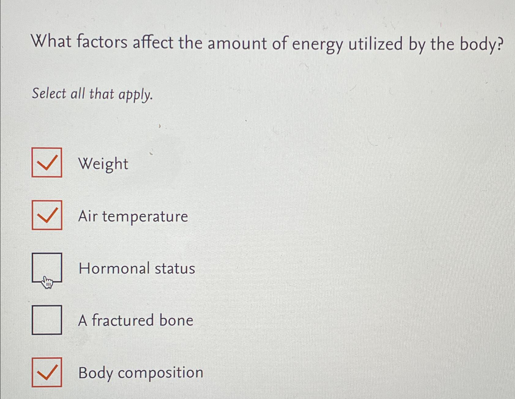 Solved What factors affect the amount of energy utilized by | Chegg.com