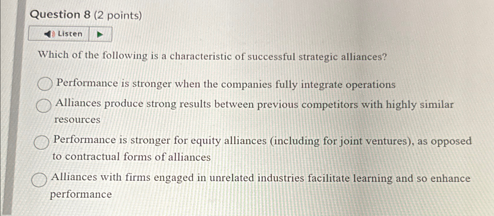 Solved Question 8 (2 points)ListenWhich of the following is | Chegg.com Solved Question 8 (2 points)ListenWhich of the following is | Chegg.com