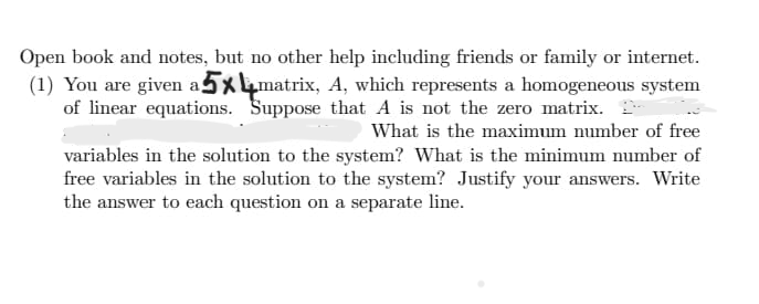 Solved A is a 5x4 ﻿matrix, detailed explanation | Chegg.com