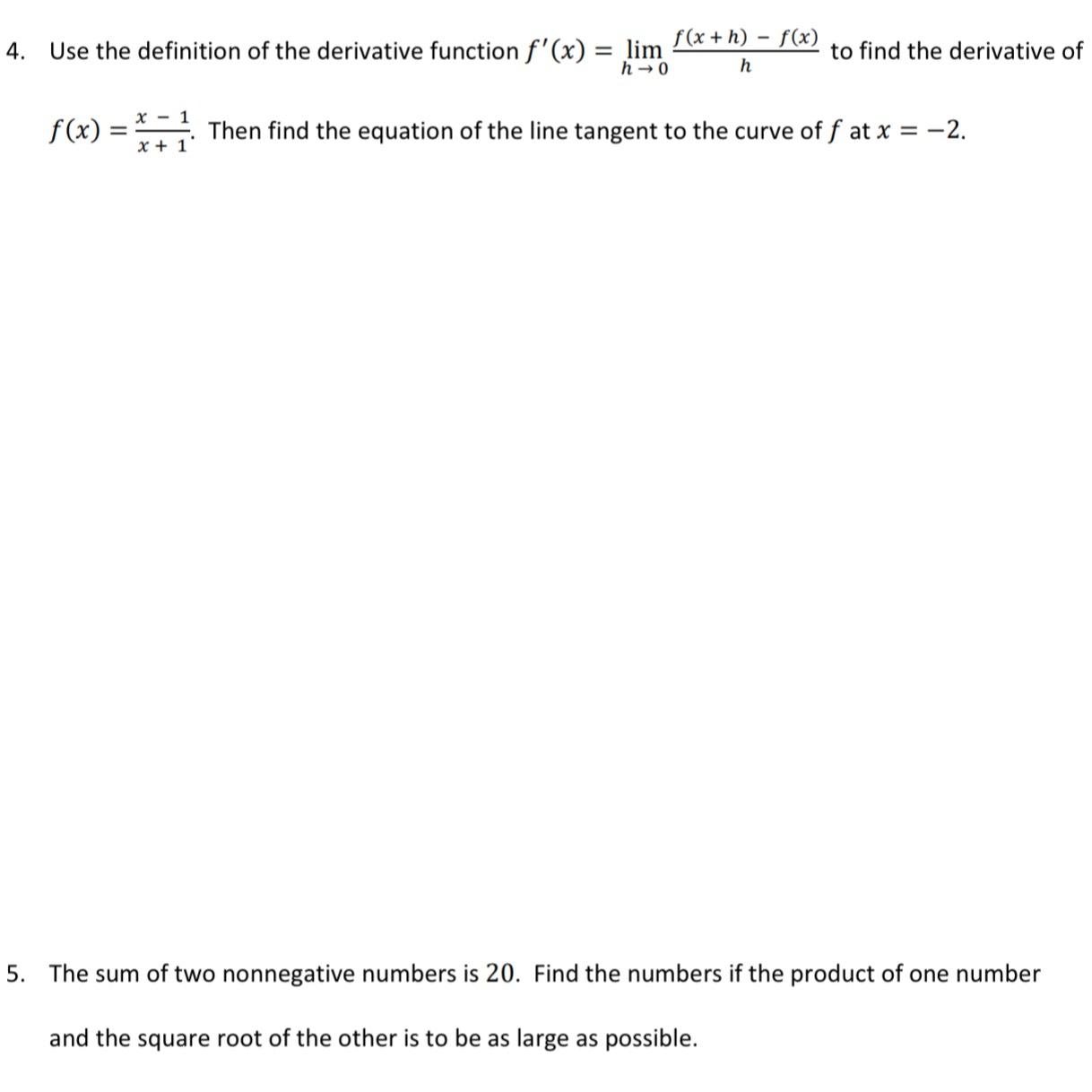 Solved Use the definition of the derivative function | Chegg.com