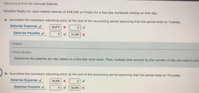Solved Adjusting Entries for Accrued Salaries Paradise | Chegg.com