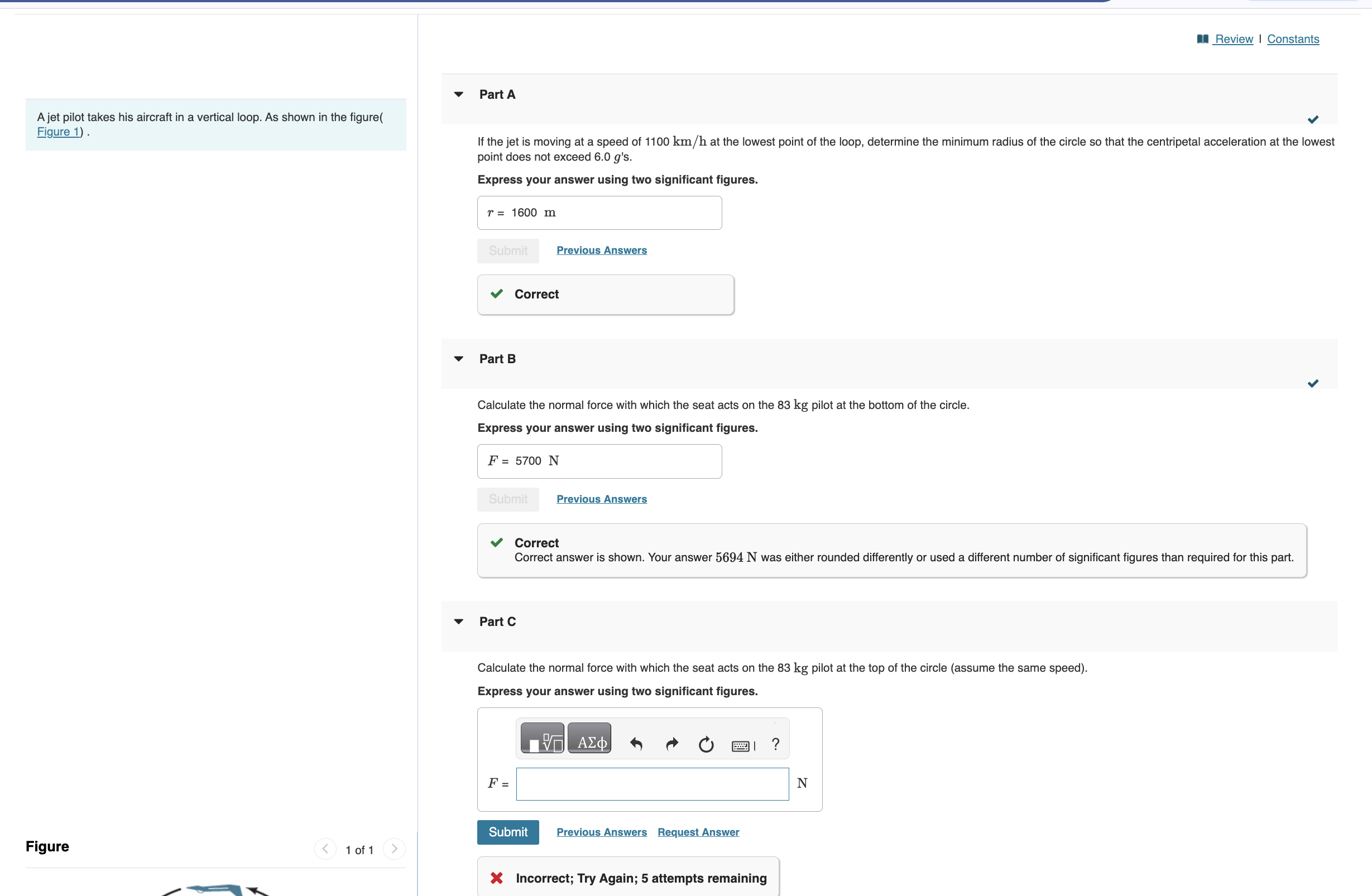 Solved A jet pilot takes his aircraft in a vertical loop. As | Chegg.com