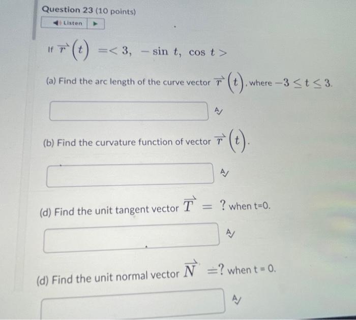 Solved If r(t)= (a) Find the arc length of the | Chegg.com