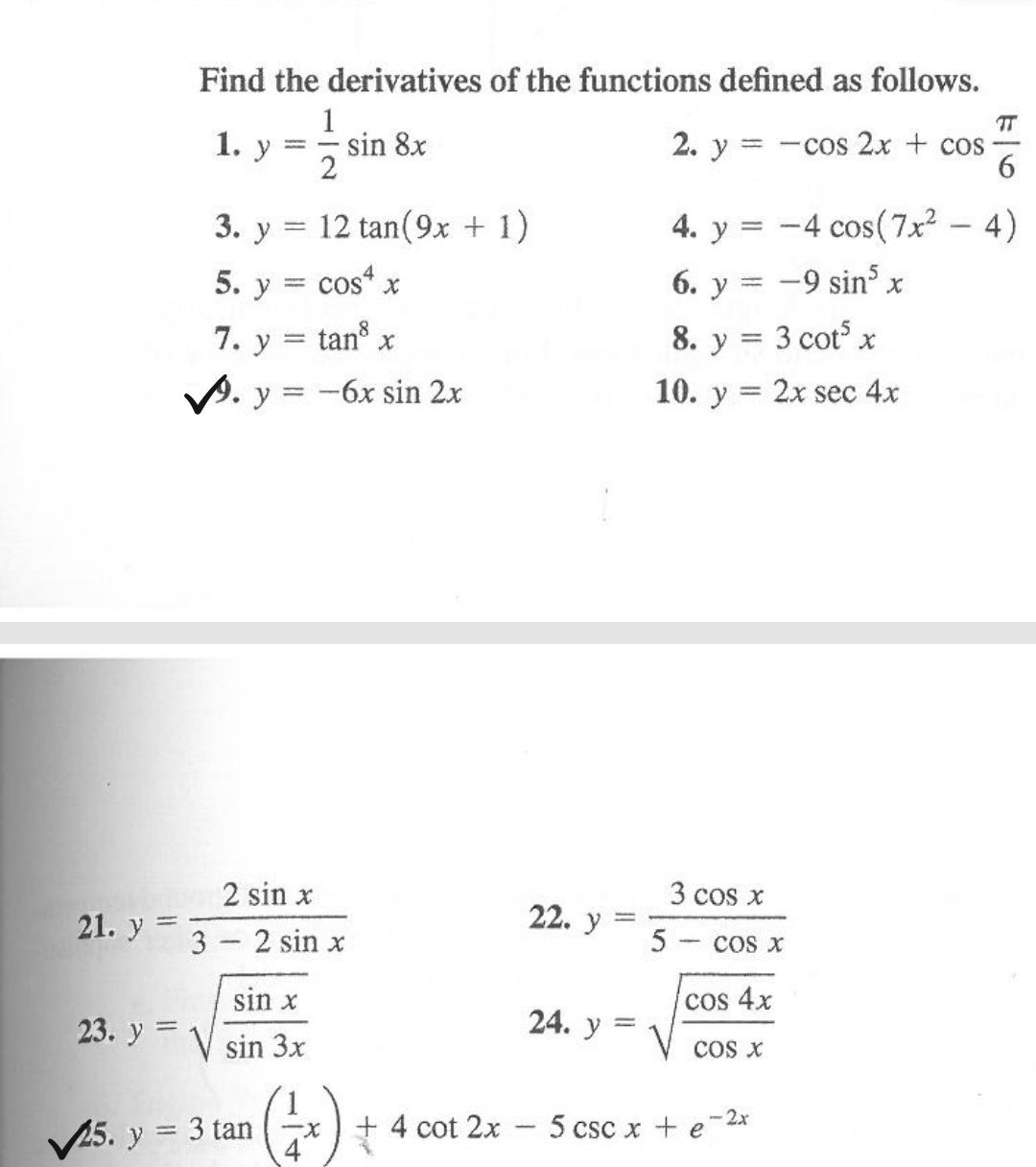 Solved Find the derivatives of the functions defined as | Chegg.com