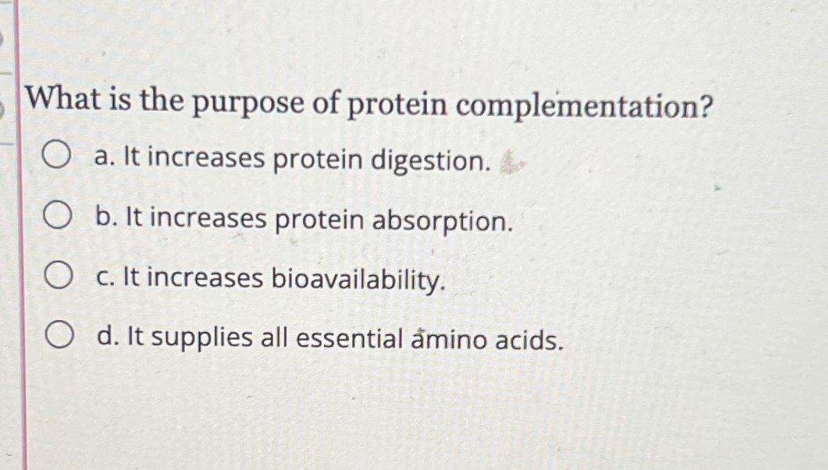 Solved What is the purpose of protein complementation?a. ﻿It | Chegg.com