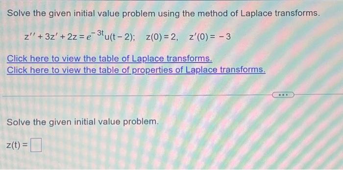 Solved Solve the given initial value problem using the | Chegg.com
