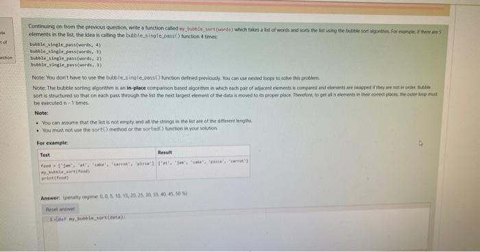 Solved The bubhle sorting algorithm is an in-place | Chegg.com
