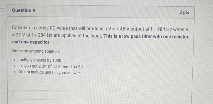 Solved Calculate a series RC value that will produce a | Chegg.com