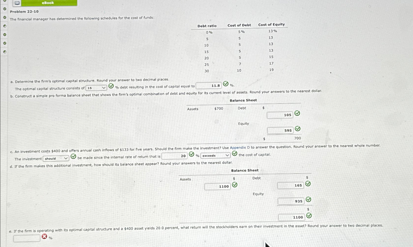 Solved ONLY ANSWER E. ﻿It is not 8.24 / 20.00eBookProblem | Chegg.com
