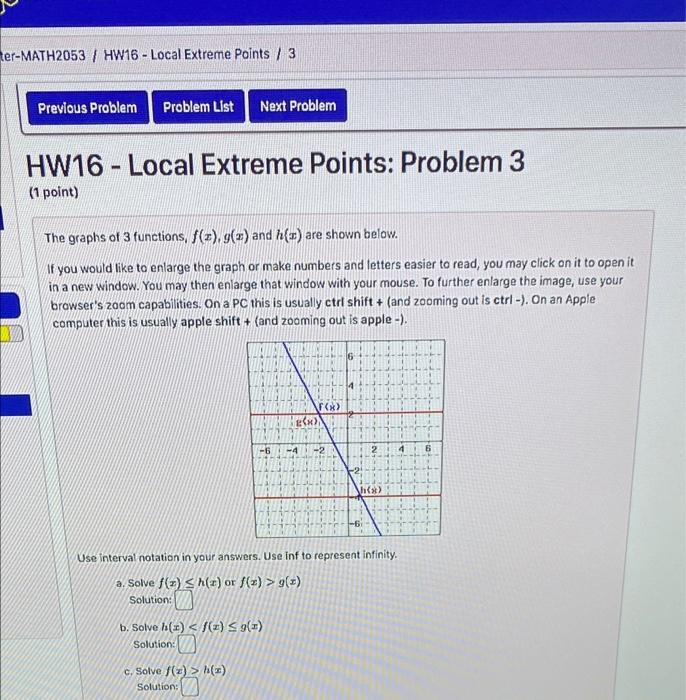 Solved The graphs of 3 functions, f(x),g(x) and h(x) are | Chegg.com