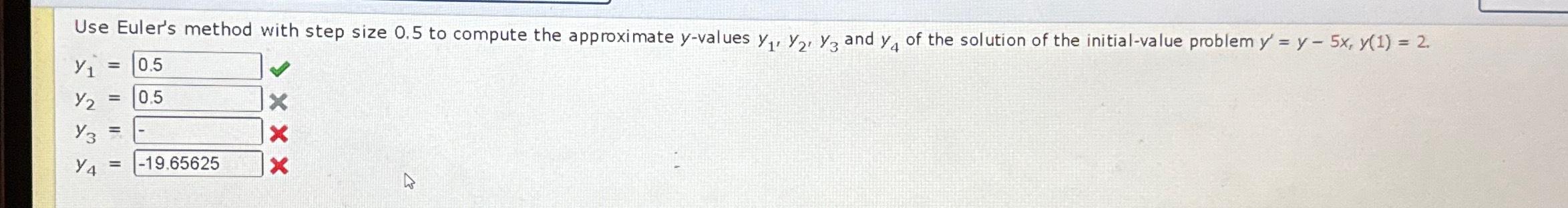 Solved Use Euler's method with step size 0.5 ﻿to compute the | Chegg.com