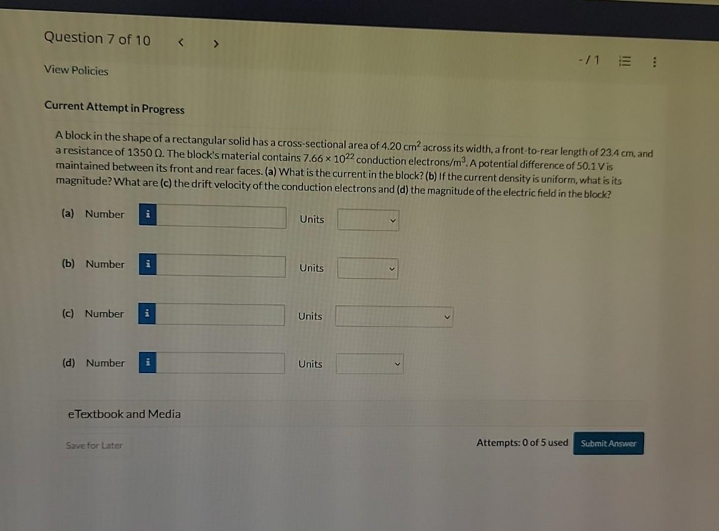 Solved A block in the shape of a rectangular solid has a | Chegg.com