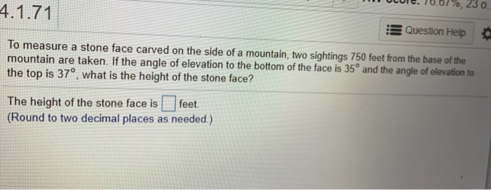Solved 1.1.71 Question Help To measure a stone face carved | Chegg.com