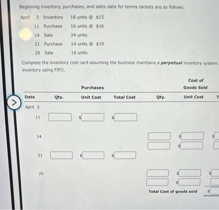 Solved Beginning inventory, purchases, and sales data for | Chegg.com