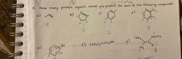 Solved 11. How many proton signals would you predict for | Chegg.com