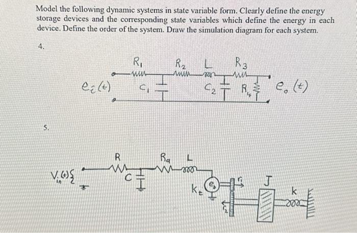 Solved Model the following dynamic systems in state variable | Chegg.com