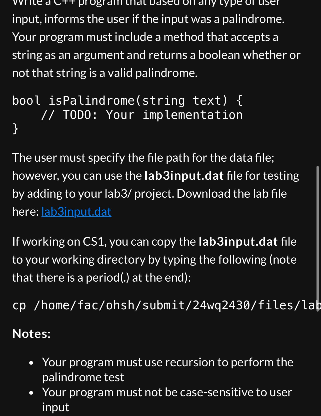 Solved input, informs the user if the input was a | Chegg.com