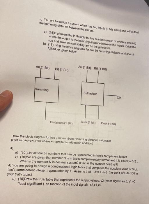Solved 2) You are to design a system which has two inputs (3 | Chegg.com