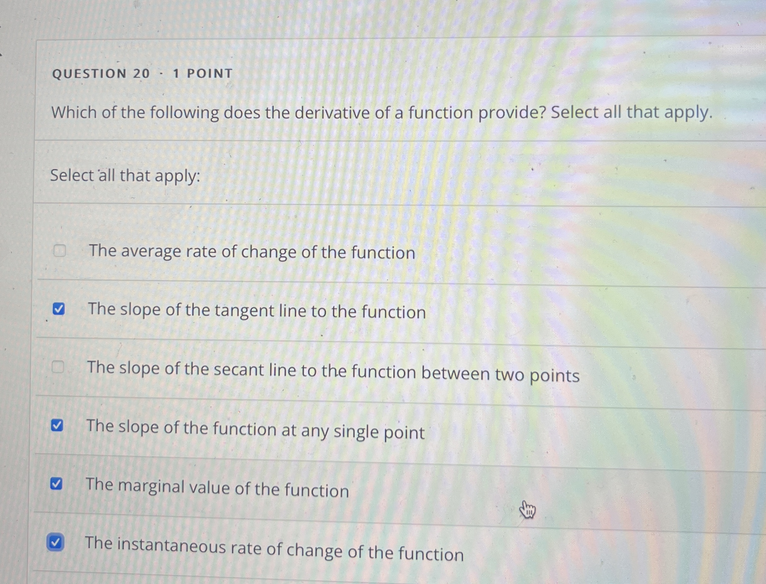 Solved QUESTION 20 - 1 ﻿POINTWhich of the following does the | Chegg.com