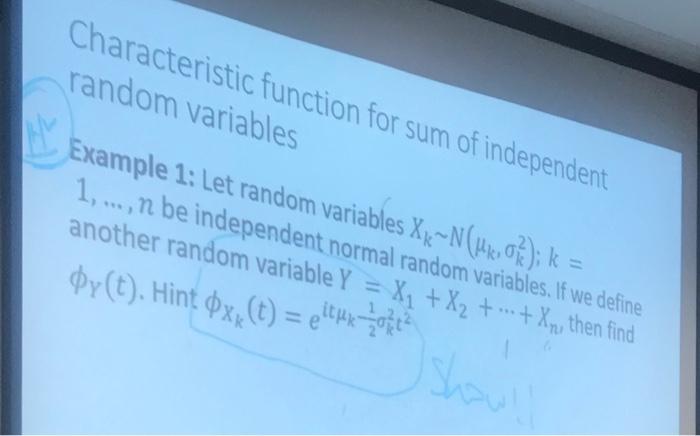 Solved Characteristic function for sum of independent random | Chegg.com