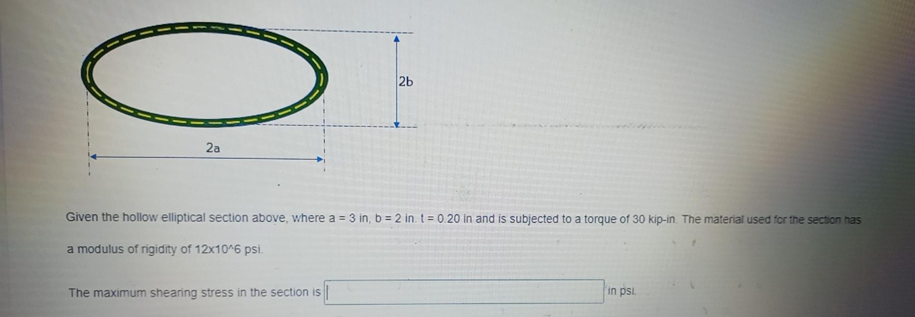 Solved 26 2a Given the hollow elliptical section above, | Chegg.com