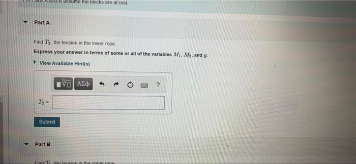 Solved Two blocks with masses My and M2 hang one under the | Chegg.com