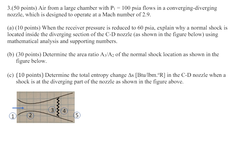 Solved 3.(50 ﻿points) ﻿Air from a large chamber with P1=100 | Chegg.com