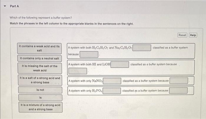Solved Part A Which of the following represent a buffer | Chegg.com