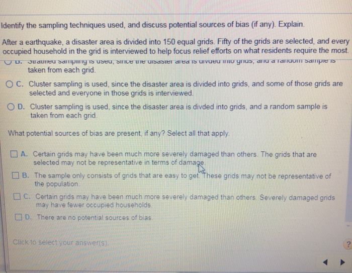 Solved Identify the sampling techniques used, and discuss | Chegg.com