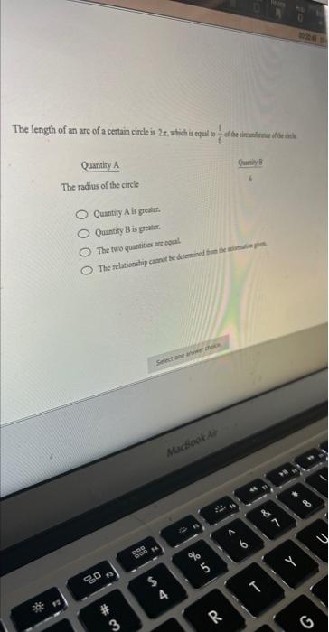 Solved The length of an arc of a certain circle is 2t, which | Chegg.com