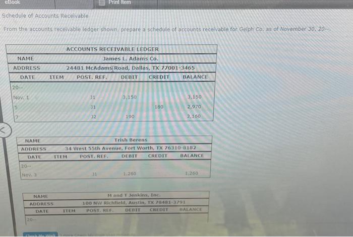 Solved Schedule of Accounts Receivable From the accounts | Chegg.com