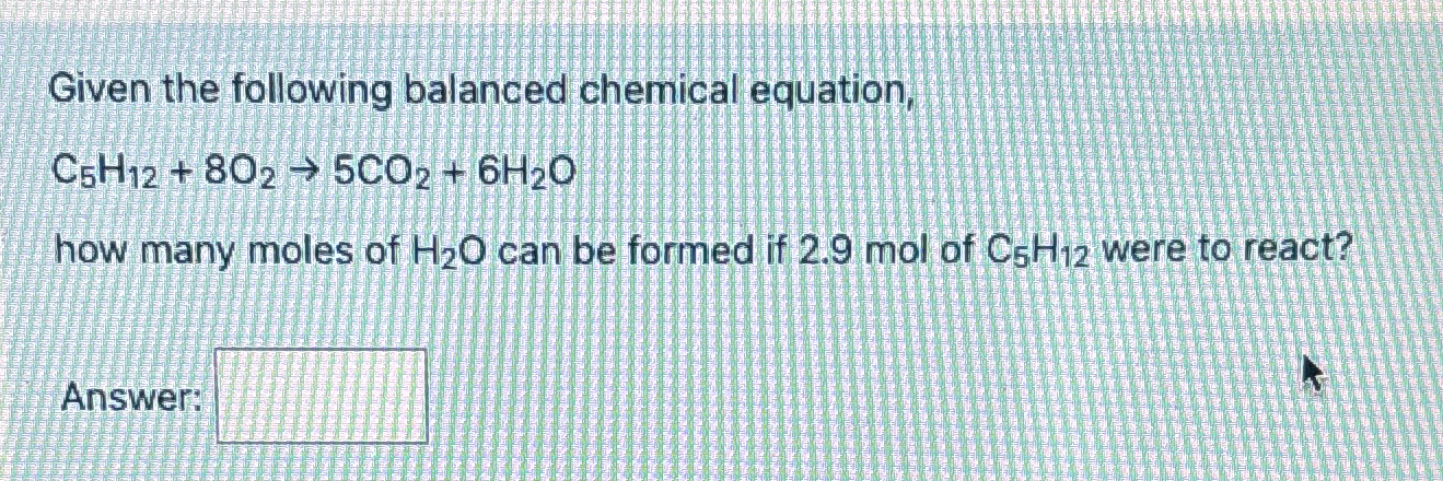 Given the following balanced chemical | Chegg.com
