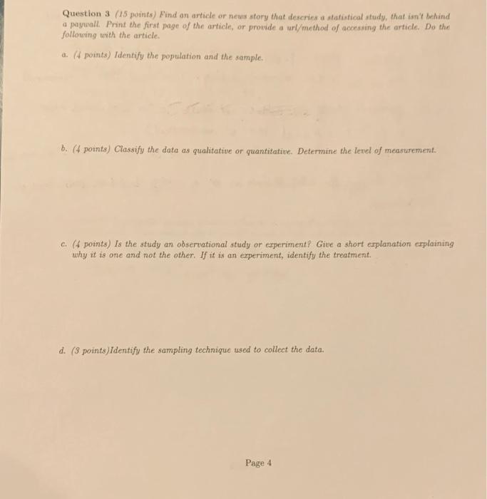 Solved Question 3 (15 points) Find an article or neus story | Chegg.com
