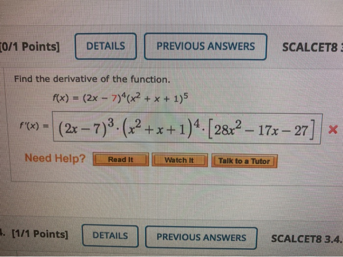 Solved T0/1 Points] DETAILS PREVIOUS ANSWERS SCALCET8 Find | Chegg.com