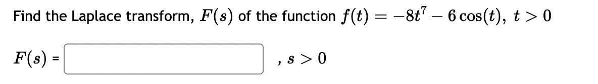 Solved Find the Laplace transform, F(s) ﻿of the function | Chegg.com